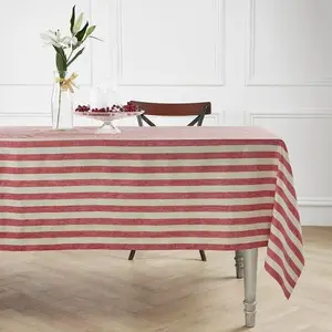 SOLINO HOME Linen Table Throwsorrento Stripe - Red And Natural