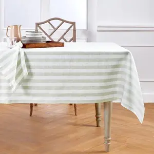 SOLINO HOME Linen Table Throwsorrento Stripe - Sage And White