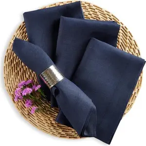 SOLINO HOME Linen Dinner Napkinsfete Navy