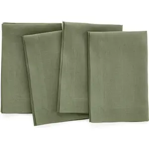 SOLINO HOME Linen Dinner Napkinsfete Oil Green