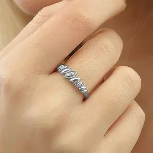 SPERO LONDON Lined Stones Marquise Sterling Ring - Silver