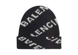 Balenciaga Allover Logo Beanie - Black/white