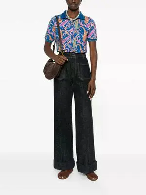 Etro Paisley Collared Polo Top