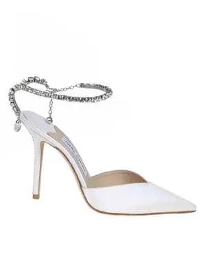 JIMMY CHOO Saeda Slingbacks - Ivory/crystal