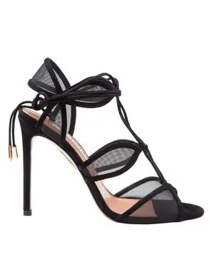 AQUAZZURA Suede And Mesh Sandal - Black