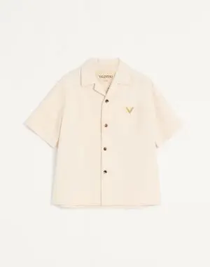 Valentino Garavani Valentino Denim Bowling Shirt With VGold Ivory