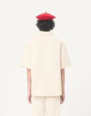 Valentino Garavani Denim Bowling Shirt With Vgold - Ivory