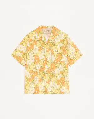 Valentino Garavani Silk Bowling Shirt With Papier Floral Print - Multicolour