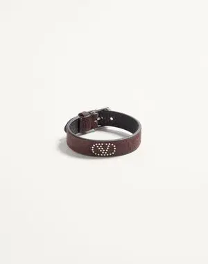 Valentino Garavani Vlogo Signature Suede And Metal Bracelet - Brown