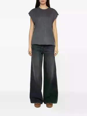 Zadig&Voltaire Cloe Rhinestone Cotton Tank Top - Grey