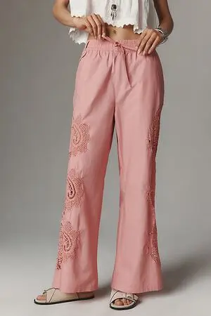 Maeve The Brooklin Embroidered Track Pants - Medium Pink