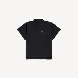 Balenciaga Laurel Classic Short Sleeve Oversized Polo - Black