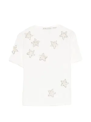 Alice + Olivia Embroidered Cotton T-shirt - White
