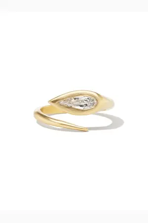 ETIQ Snake Ring With Elongated Pear Diamond - Gold