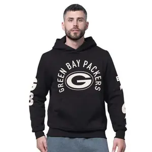 STARTER Green Bay Packers Handoff Fleece Hoodie Sweatshirt By - Black