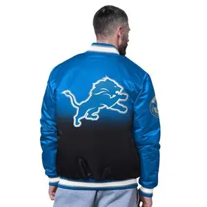 STARTER Detroit Lions Pass Rush Varsity Full-snap Jacket - Blue