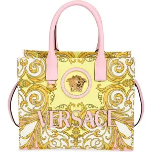 Versace La Medusa Small Canvas Tote - Pastel Pink Gold