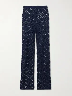 SARA CRISTINA Playa Crocheted Cotton Pants - Blue