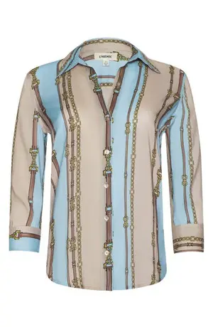 L'Agence Camille Chain Print Button-up Shirt