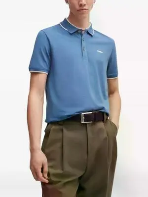 Hugo Contrast-trim Polo Shirt - Blue