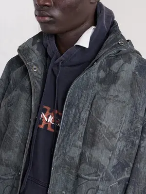 Balenciaga Logo-embroidered Denim Hooded Jacket - Blue