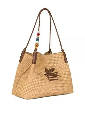 Etro Raffia Tote Bag With Beaded Detail