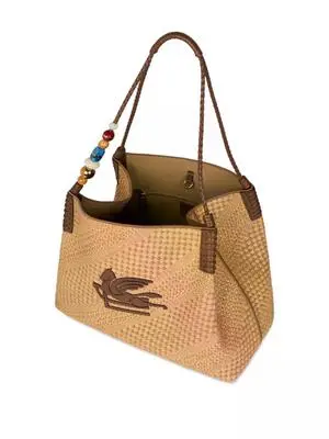 Etro Raffia Tote Bag With Beaded Detail