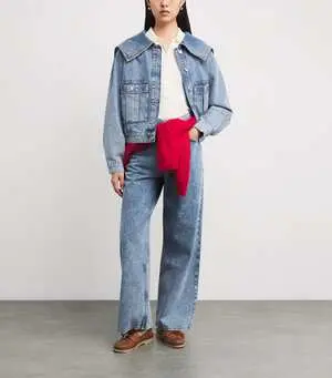 Claudie Pierlot Oversized Collar Denim Trucker Jacket
