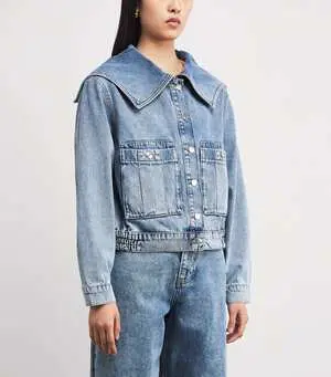 Claudie Pierlot Oversized Collar Denim Trucker Jacket