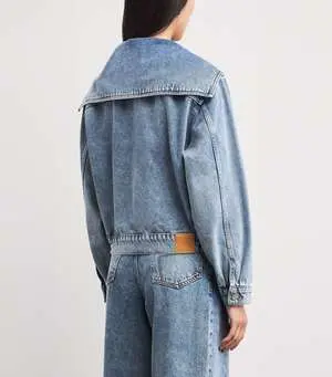Claudie Pierlot Oversized Collar Denim Trucker Jacket