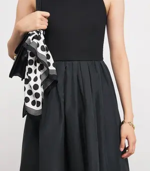 Maje Rib-knit Taffeta Midi Dress