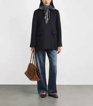 Maje Wool-blend Double-breasted Pea Coat - Blue