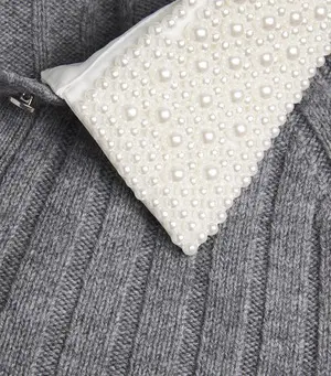 Maje Wool-blend Polo Sweater With Beaded Collar