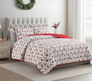 VCNY HOME Multi Christmas Bow Microfiber Quilt Et, Full/queen