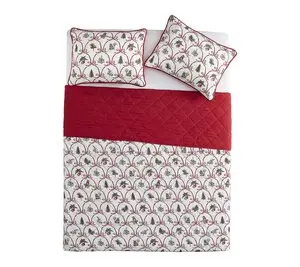 VCNY HOME Multi Christmas Bow Microfiber Quilt Et, Full/queen
