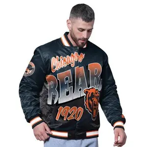 STARTER Chicago Bears Pass Rush Varsity Full-snap Jacket - Navy