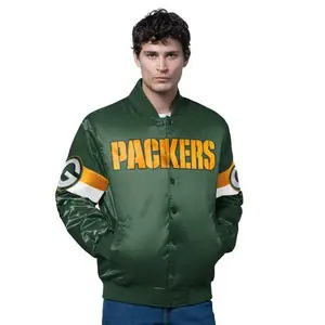 STARTER Bay Packers Triple Option Satin Varsity Jacket