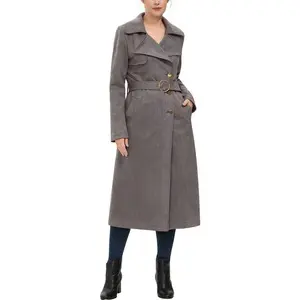 KIMI + KAI Natalia Faux Suede Trench Coat - Gray