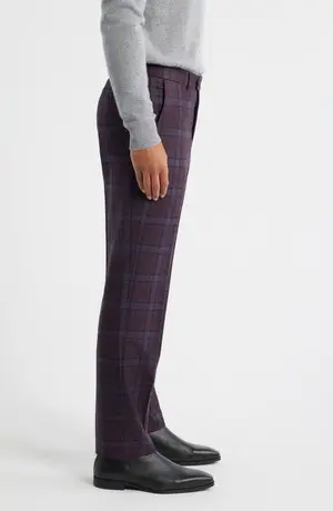 Berle Windowpane Check Merino Wool Dress Pants