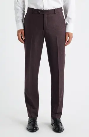 Berle Tick Weave Windowpane Check Virgin Wool Dress Pants