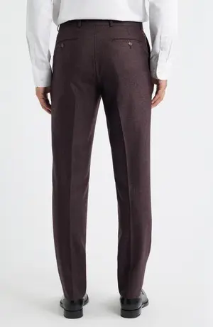 Berle Tick Weave Windowpane Check Virgin Wool Dress Pants