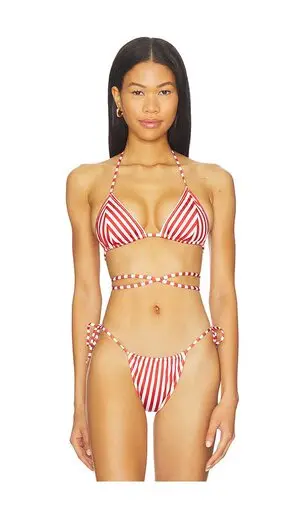 BANANHOT Liri Triangle Bikini Top - Russet Stripes