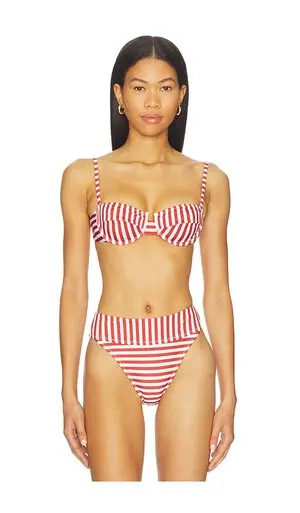 BANANHOT Chess Bustier Bikini Top - Russet Stripes