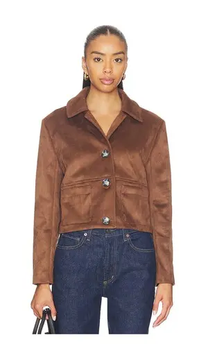 MILKWHITE Cropped Faux Leather Jacket
