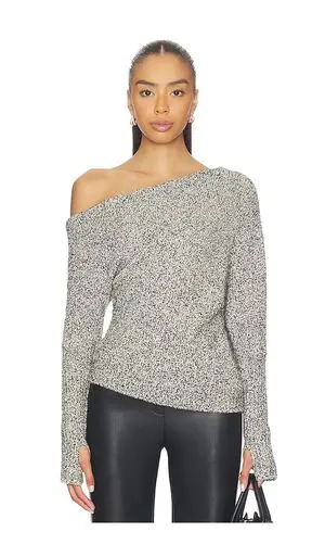 Enza Costa Boucle Knit Slouch Sweater - Pepper