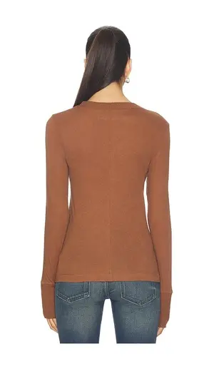 Enza Costa Cashmere Blend Crewneck Top - Nutmeg