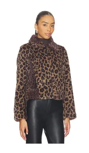 ALLSAINTS Faux Fur Jacket With Logo Detail - Leopard Brown