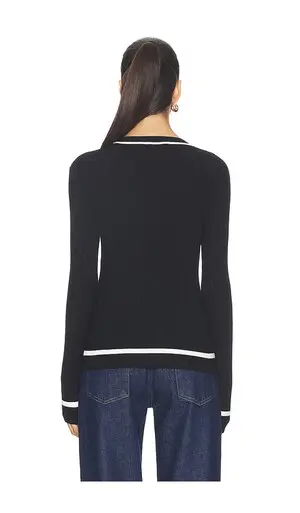Rag & Bone Kassy Rib Henley Top - Black