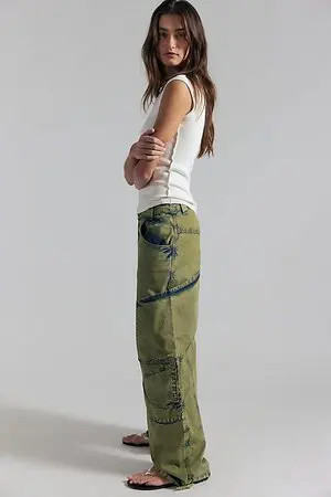 Free People We The Free Juniper Slouch Pants - Green Combo