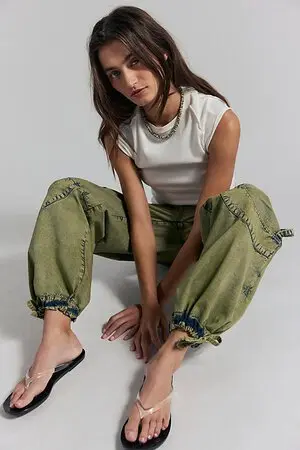 Free People We The Free Juniper Slouch Pants - Green Combo